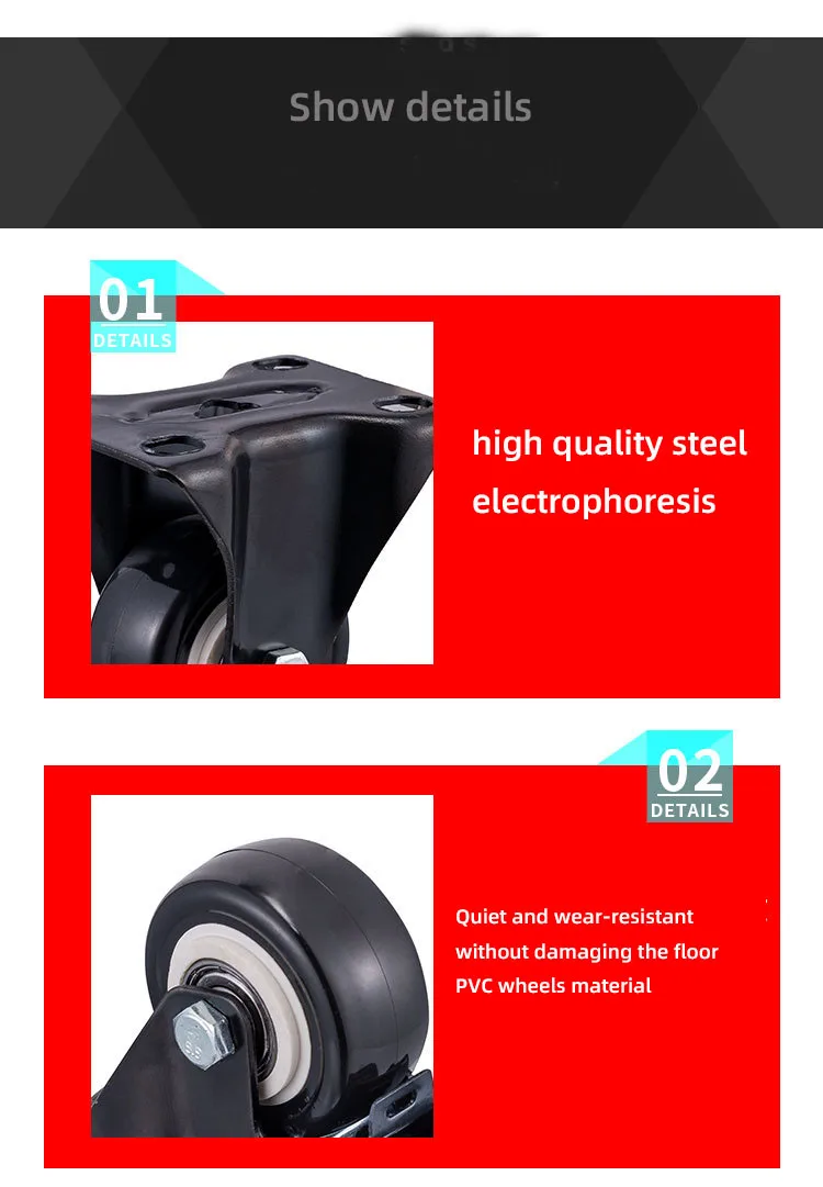 Roue couleur 2 pouces M12 Roues pour chariot à meubles lourds, 4 pièces ...