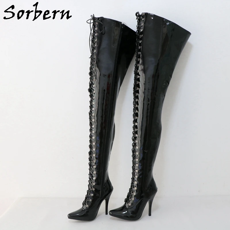 Sorbern-Bottes-noires-talons-aiguilles-de-12cm-pour-femme-entrejambe ...