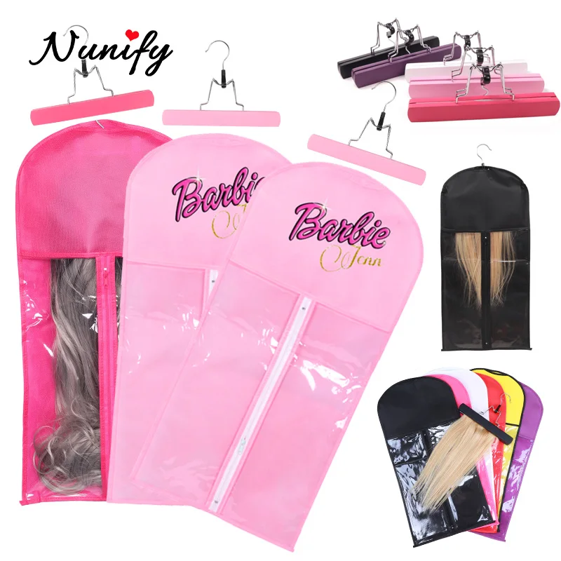 Private-Label-Black-Wig-Storage-Bag-With-Hanger-Custom-Hair-Packaging ...