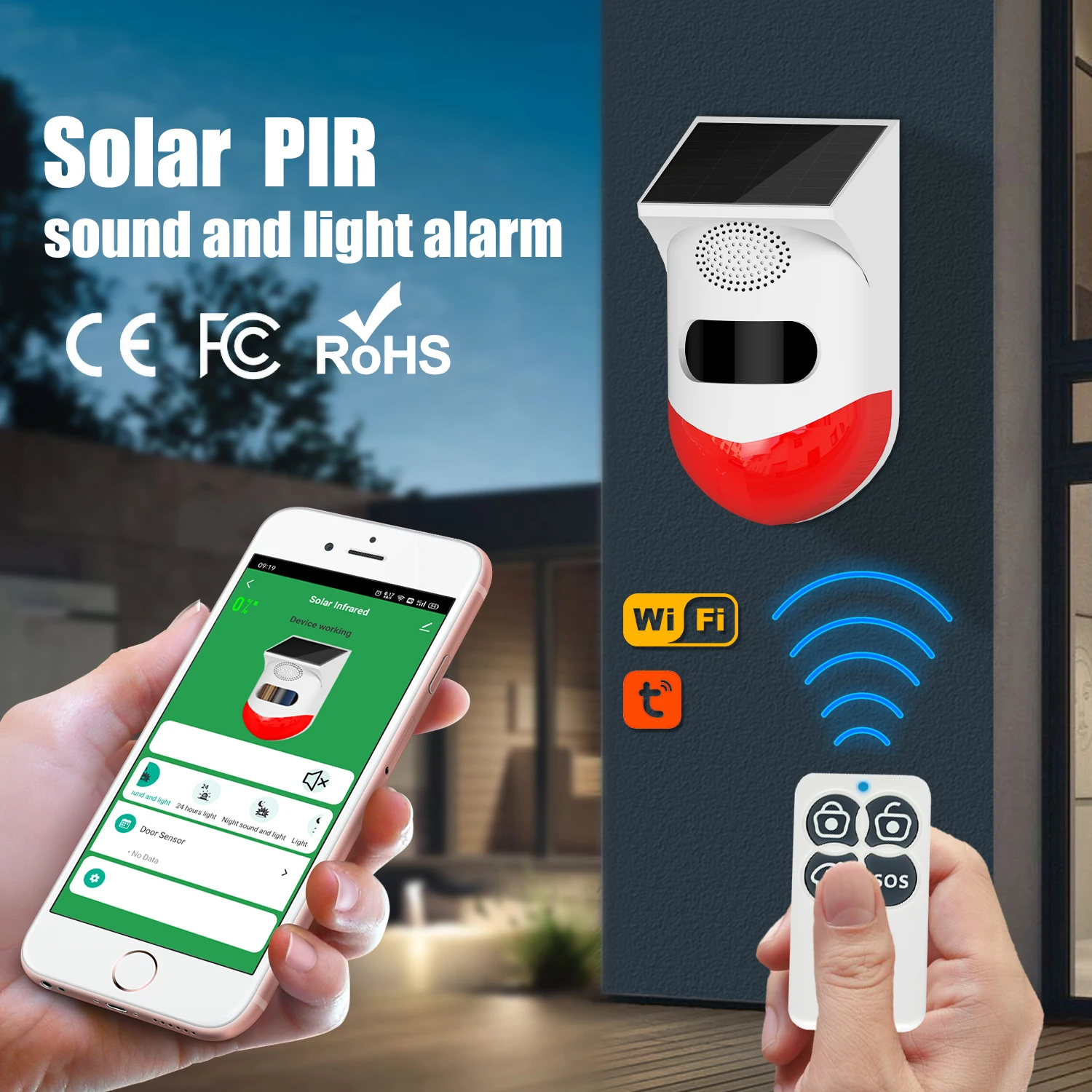 Tuya Smart WiFi Outdoor Solar PIR Infrared Alarm Wireless System Siren ...