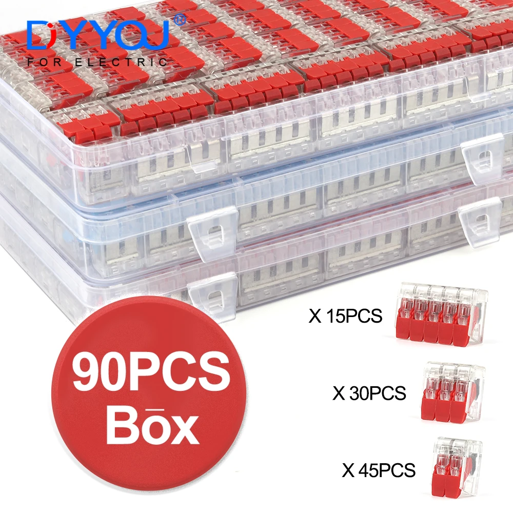 90-PCS-Kit-Quick-Home-Wire-Connectors-Terminals-2-3-5-Pin-Conductor ...