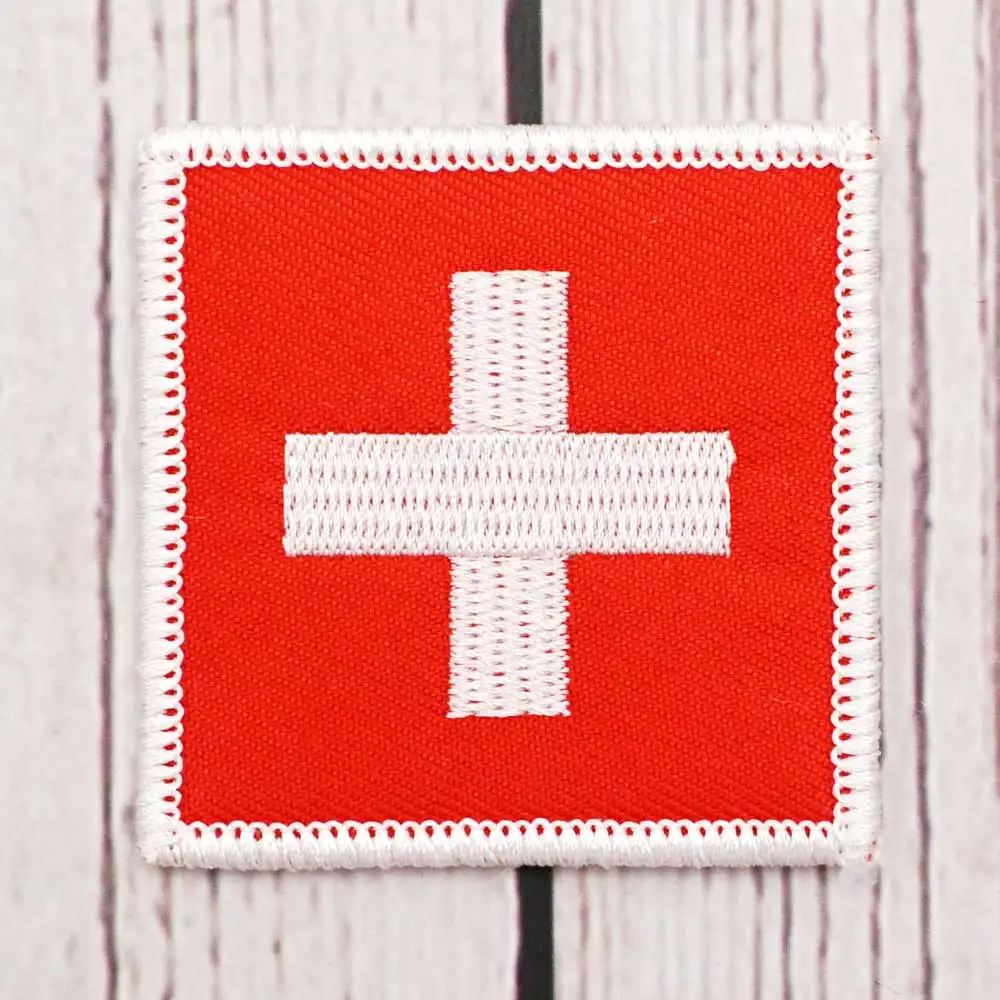 Swiss-flag-patch-Embroidered-Patch-Hook-Loop-Sew-on-Embroidery-Military ...