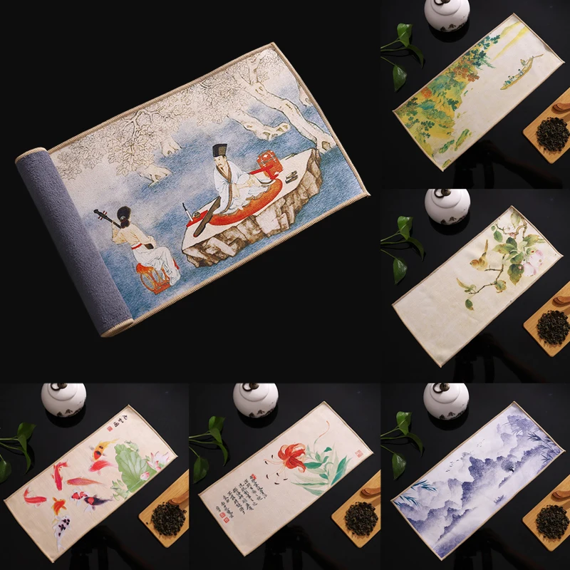 1PC 18x40cm Chinese Professional Rag Painted Thick Tea Towel Super ...