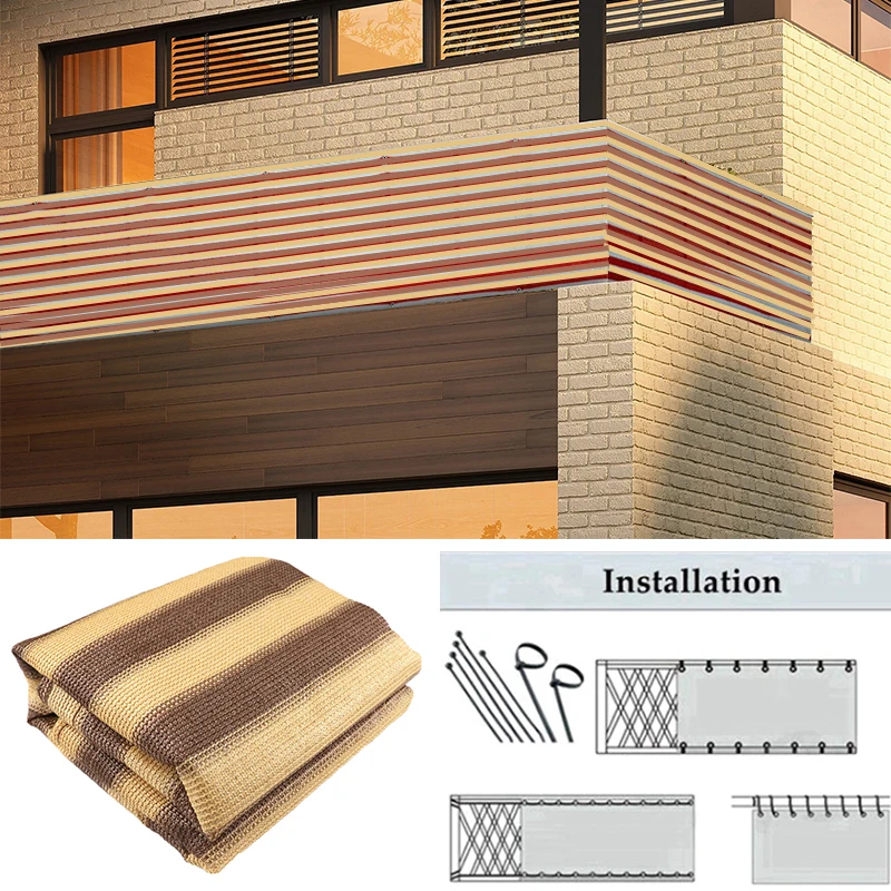 New-Coffee-Brown-Stripe-Balcony-Privacy-Screen-Backyard-Garden-Fence ...