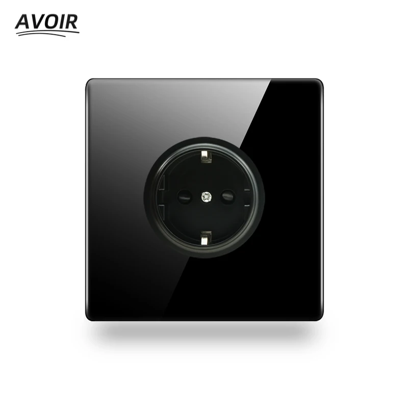 Avoir Black Wall Electrical Socket Glass Panel TV Connector With CAT5 ...
