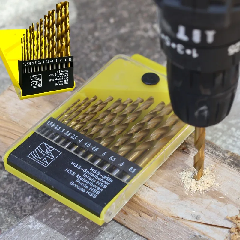 Twist Drill Bit Assortment Kits Titanium-plated Steel High-Speed Drill ...