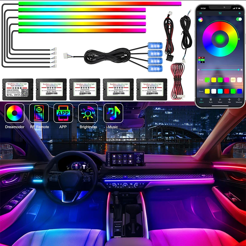 22-In-1-Full-Color-Streamer-Car-LED-Interior-Ambient-Lights-RGB-64 ...