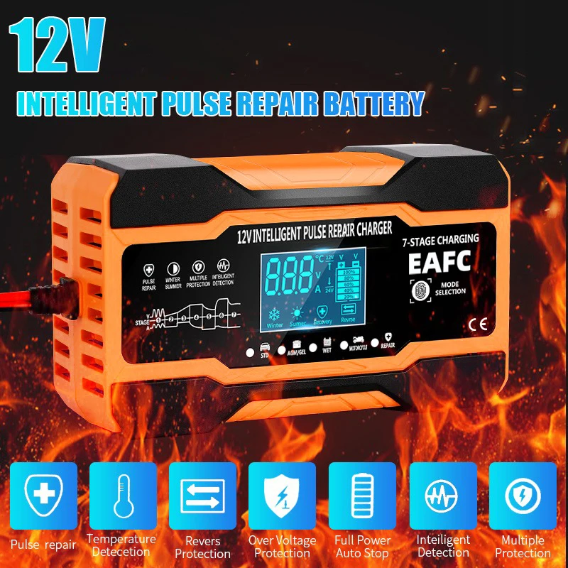 NEW 240W Car Battery Charger 12V 12A 10A Batteries 7-Stage Charging ...