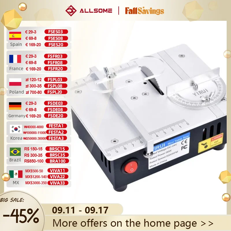 ALLSOME-S2-96W-Mini-Table-Saws-Electric-Bench-Saw-DIY-Model-Household ...