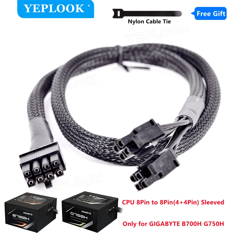 Cpu 8pin To 8pin (4+4pin) Power Supply Cable Sleeved 60cm 18awg For ...