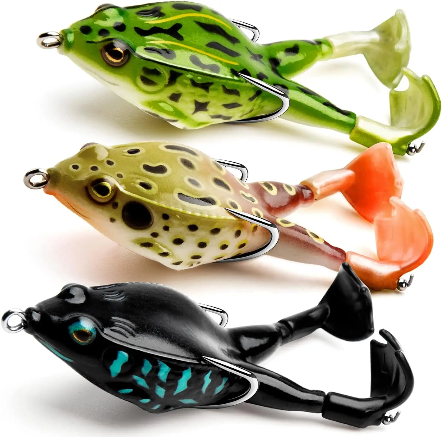Topwater-Frog-Lure-Bass-Trout-Fishing-Lures-Kit-Set-Realistic-Prop-Frog ...