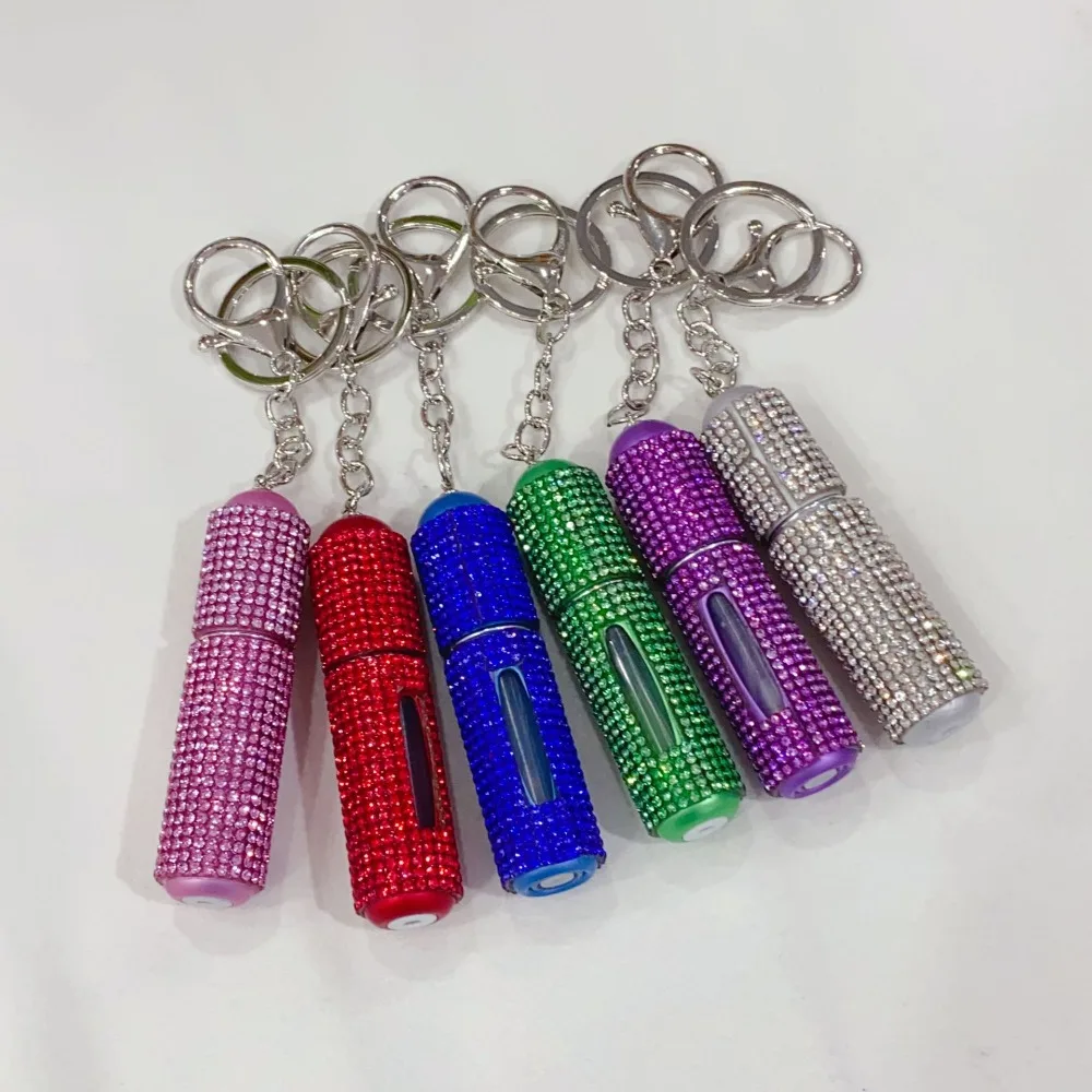 Refillable Keychain Perfume Bottle New Crystal Rhinestone Shiny Perfume ...