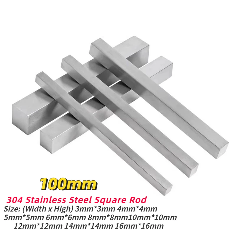 1PCS 304 Stainless Steel Square Rod 3MM 4MM 5MM 6MM 8MM 10MM 12MM 15MM ...