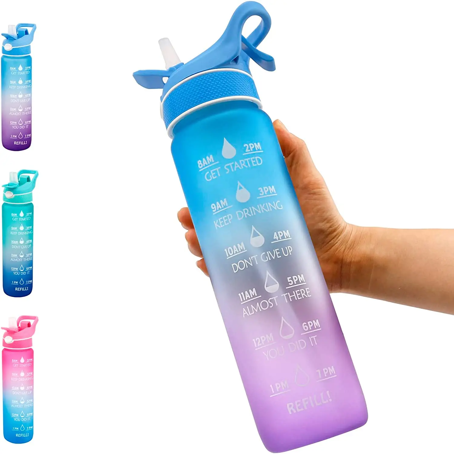 Sprüh wasser flasche, 2-in-1-Sportwasserflasche mit Kühl spray und ...