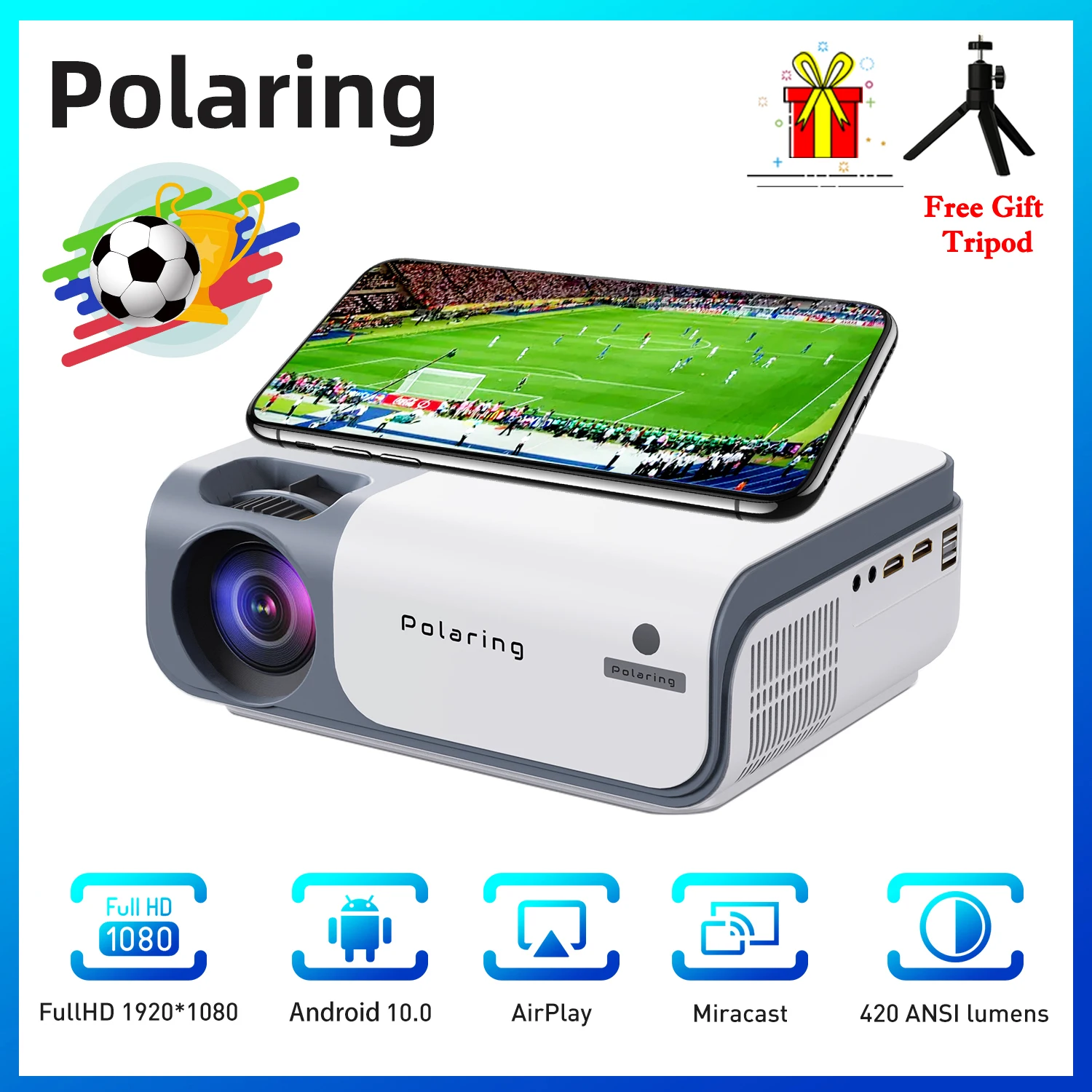 Polaring A5 1080P 4K Digital Projector Video Projetor 2.4&5G Full HD ...