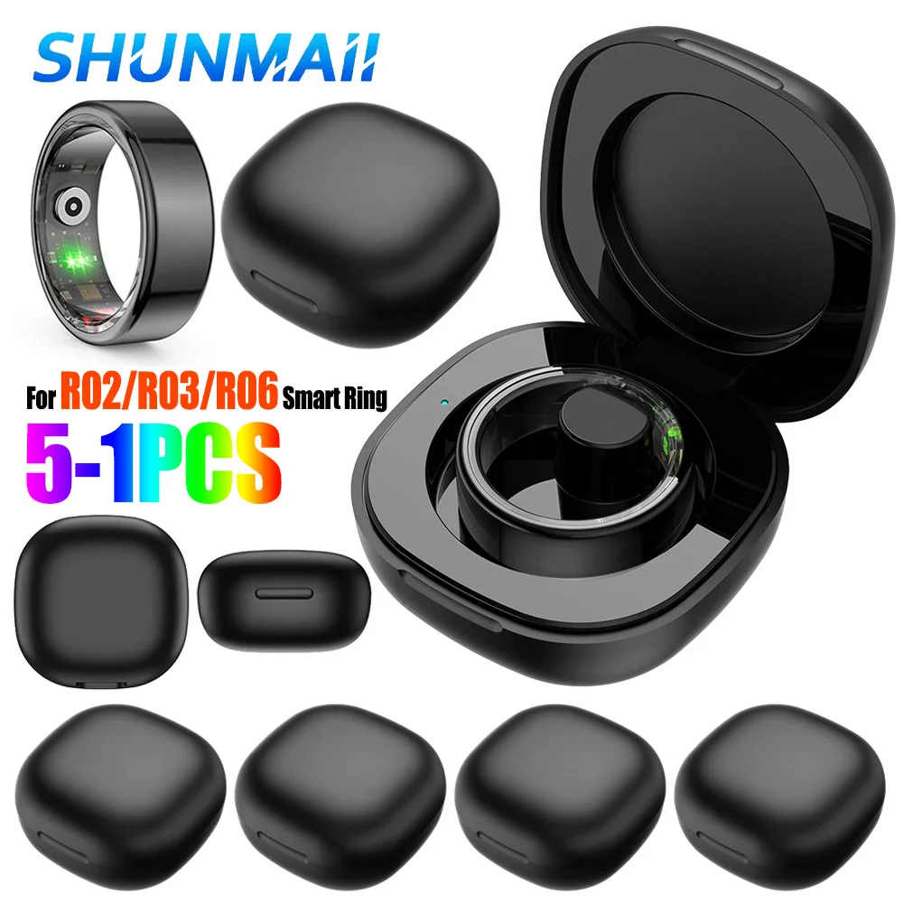5-1Pcs-Smart-Ring-Replacement-Charging-Case-200mAh-Wireless-ABS-Black ...