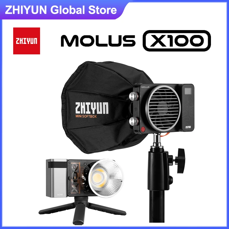 Zhiyun-MOLUS-X100-LED-Light-100W-Pocket-Cob-Light-for-Studio-Photography-for-Youtube-Video ...