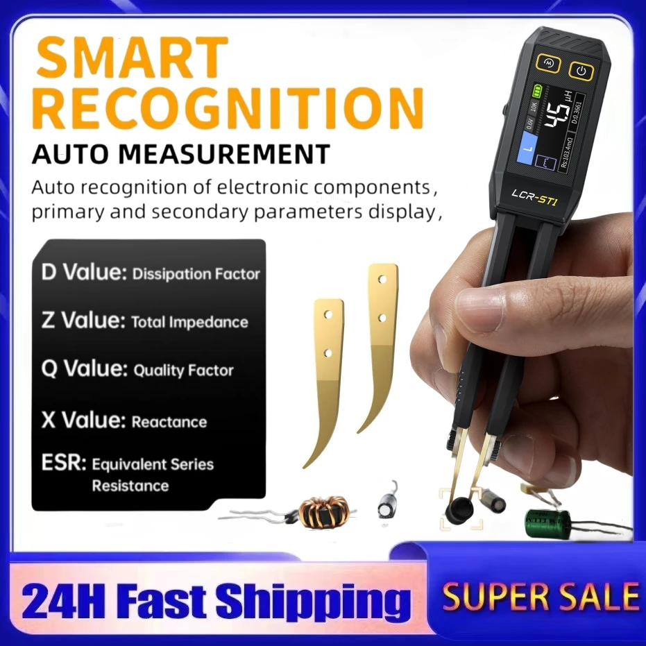 FNIRSI-LCR-ST1-Mini-Smart-Tweezer-LCR-SMD-ESR-Tester-Resistance ...
