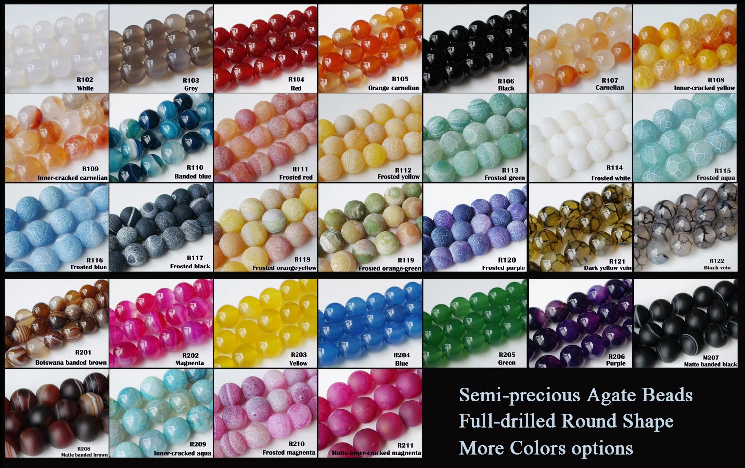 Agate Beads 10mm Semi-precious Stone Loose Beads Round Balls for Beaded ...