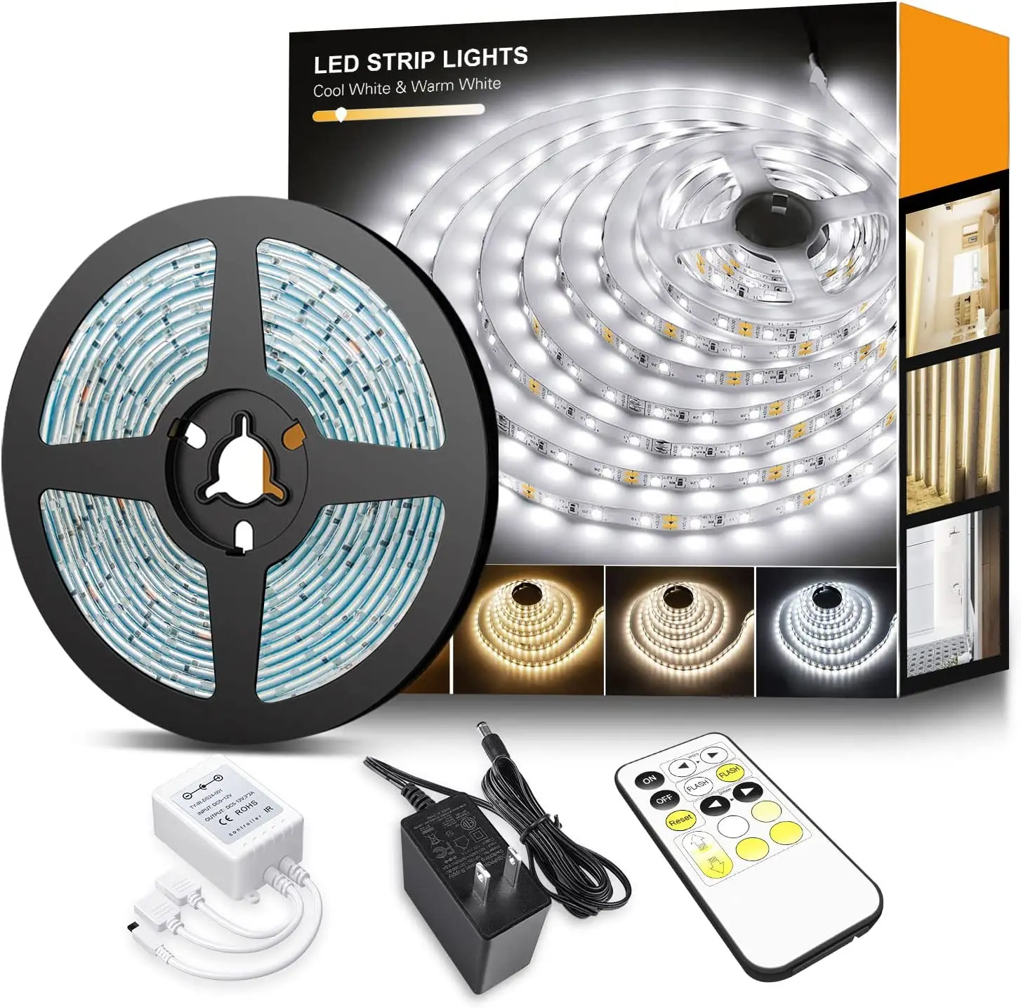 16Ft-5M-Tunable-White-LED-Strip-Lights-600-LEDs-3000K-6000K-Dimmable ...