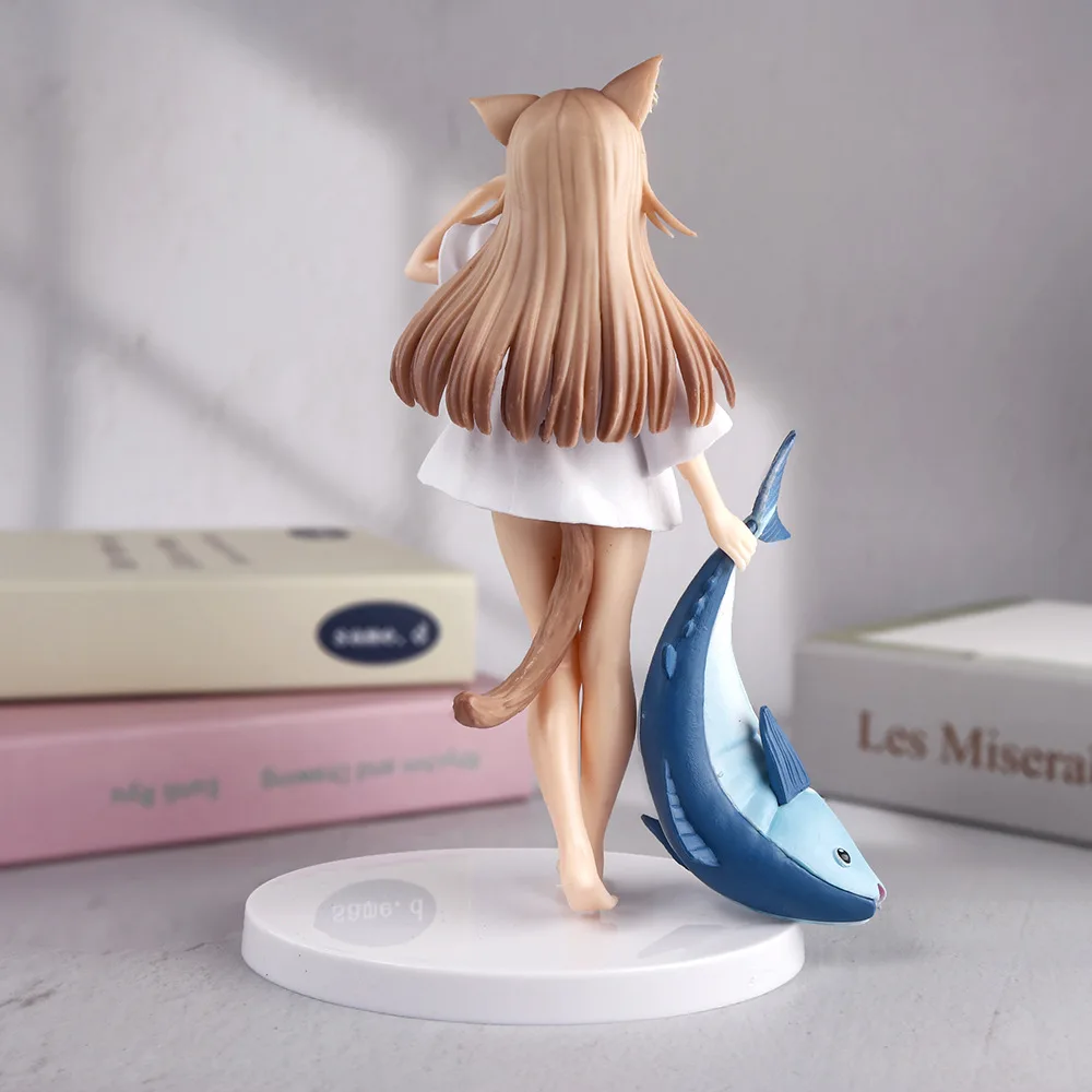 Anime-Girl-Figures-Standing-Cat-Ear-Hold-Fish-Kawaii-Action-Figure-PVC ...