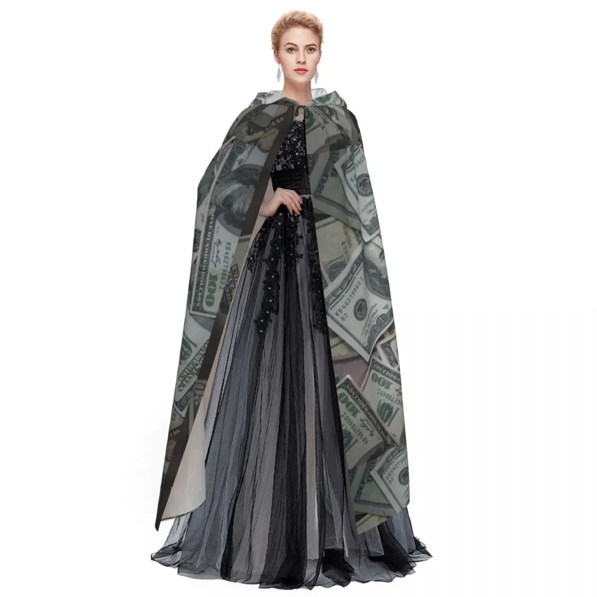 Billie Dollar Money Background Adult Cloak Cape Hooded Medieval Costume ...