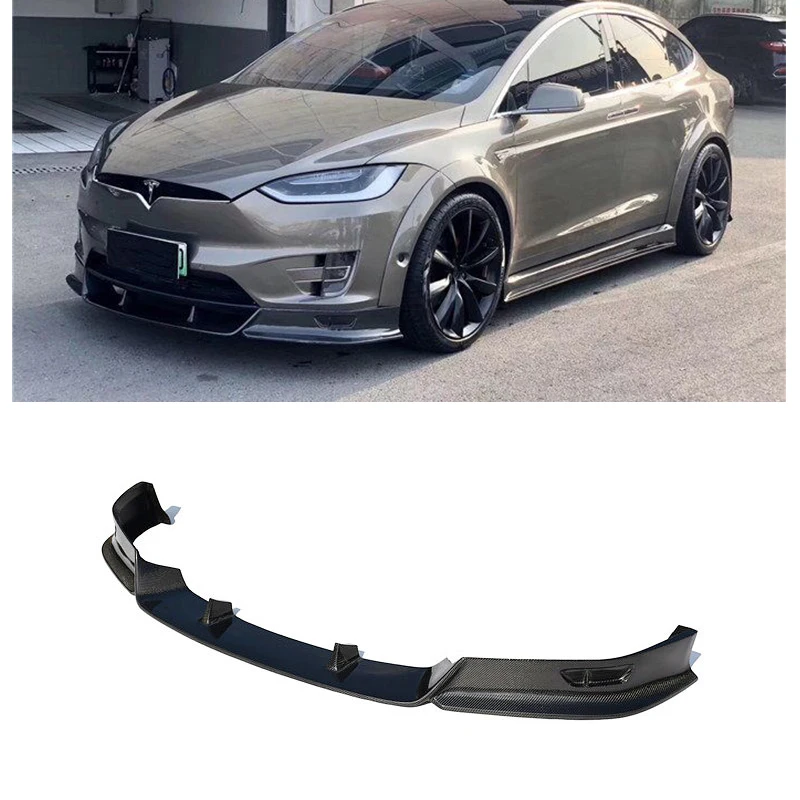 Carbon-Fiber-Material-For-Tesla-Model-X-Body-Kit-Front-Lip-Splitter ...