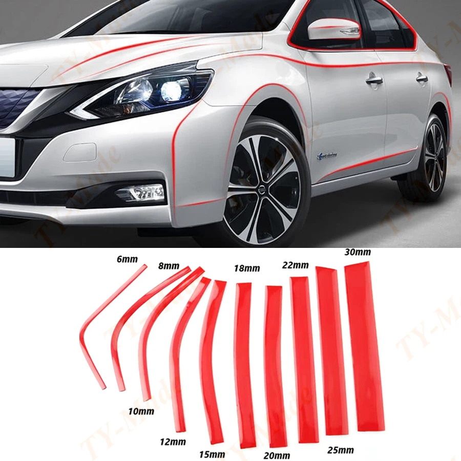3Meters Bright Red Exterior Car Chrome Body Strip Bumper Auto Door ...