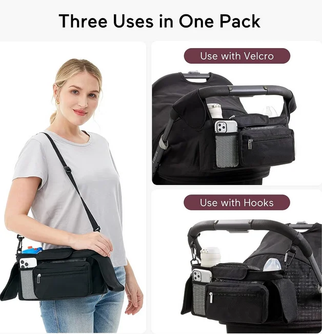 3 IN 1 Universal Baby Stroller Storage Bag Large Capacity Travel ...