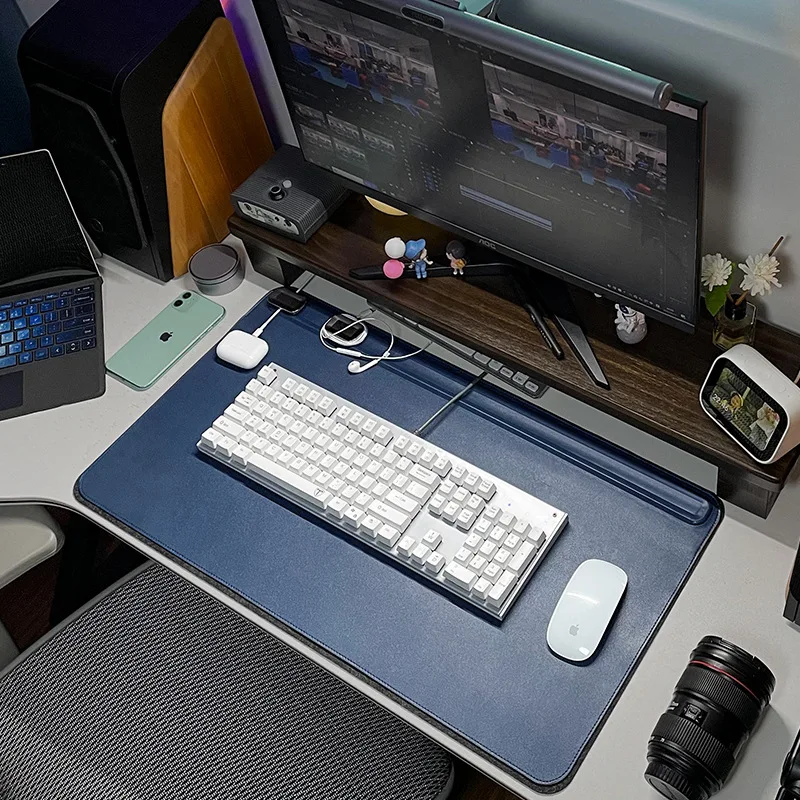 New-Office-Desk-Mat-Double-Layer-Leather-and-Felt-Mouse-Pad-Computer ...