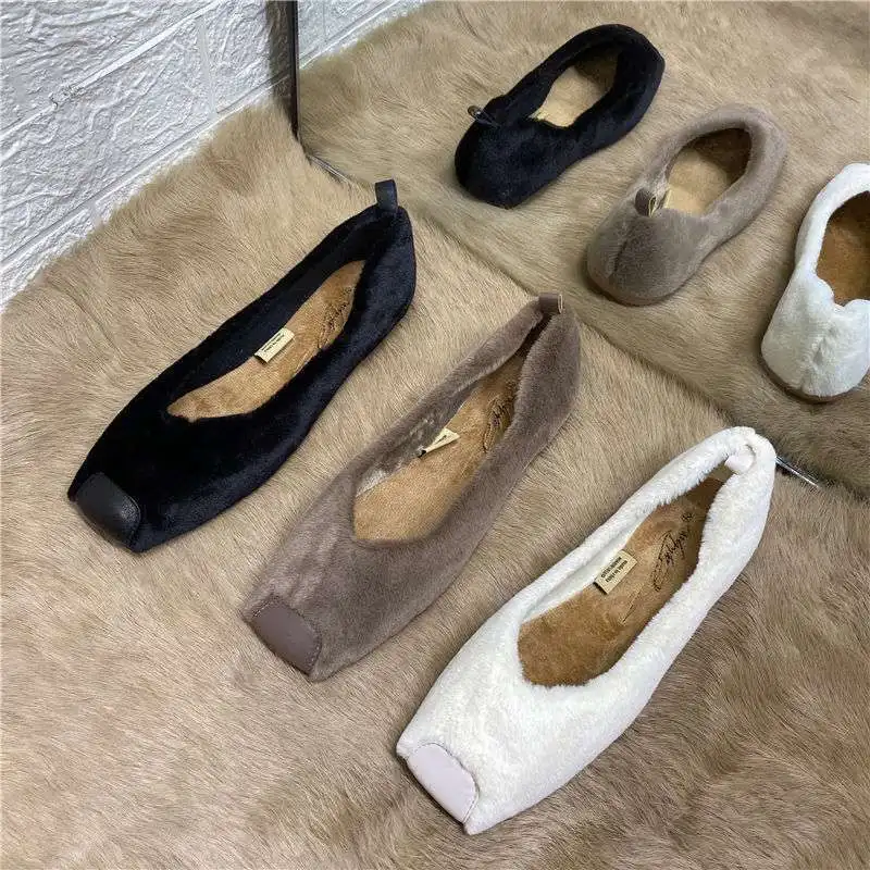 Loafers Mules Fur | Fur Loafer Mules Designer | Square Toe Mules Fur - Square Toe Shoes - Aliexpress