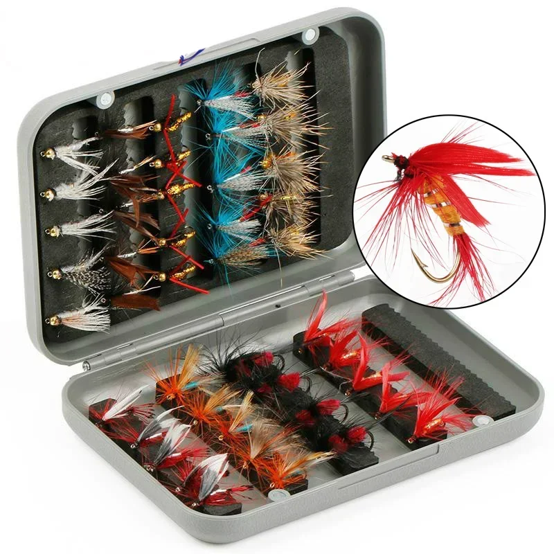 Sougayilang-32Pcs-40-44pcs-Trout-Nymph-Fly-Fishing-Lure-Kit-Dry-Wet ...