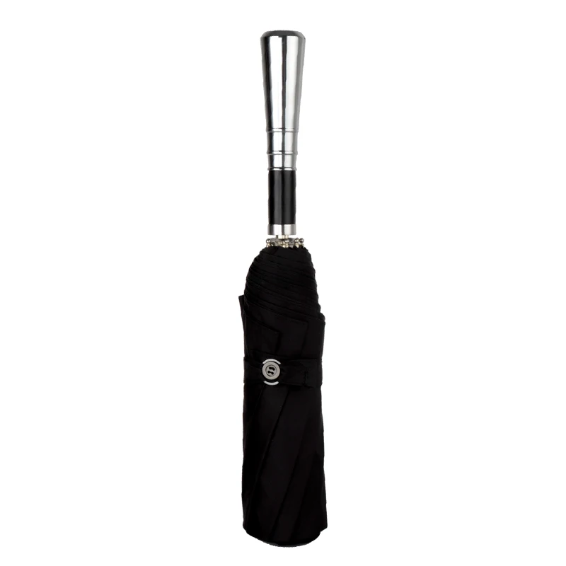 Luxury Folding Umbrella Windproof Large Metal Silver Handle Sun ...