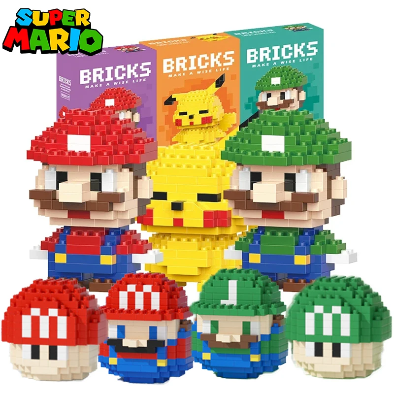 NEW-Mini-Super-Mario-Bros-Building-Blocks-Cartoon-Luigi-Pokemon-Pikachu ...