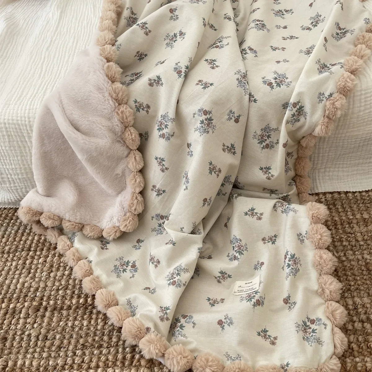 Baby-Bedding-Blanket-Throw-Newborn-Pompom-Baby-Blanket-Floral-Swaddle ...