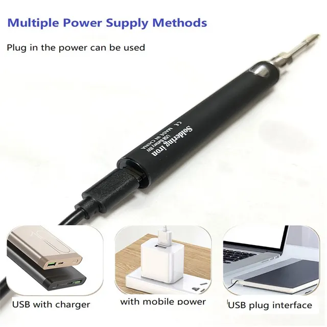 Cordless Soldering Iron Tool Pen Portable USB 5V 8W Electric Powered 3 Tip Kits Rechargeable and ...