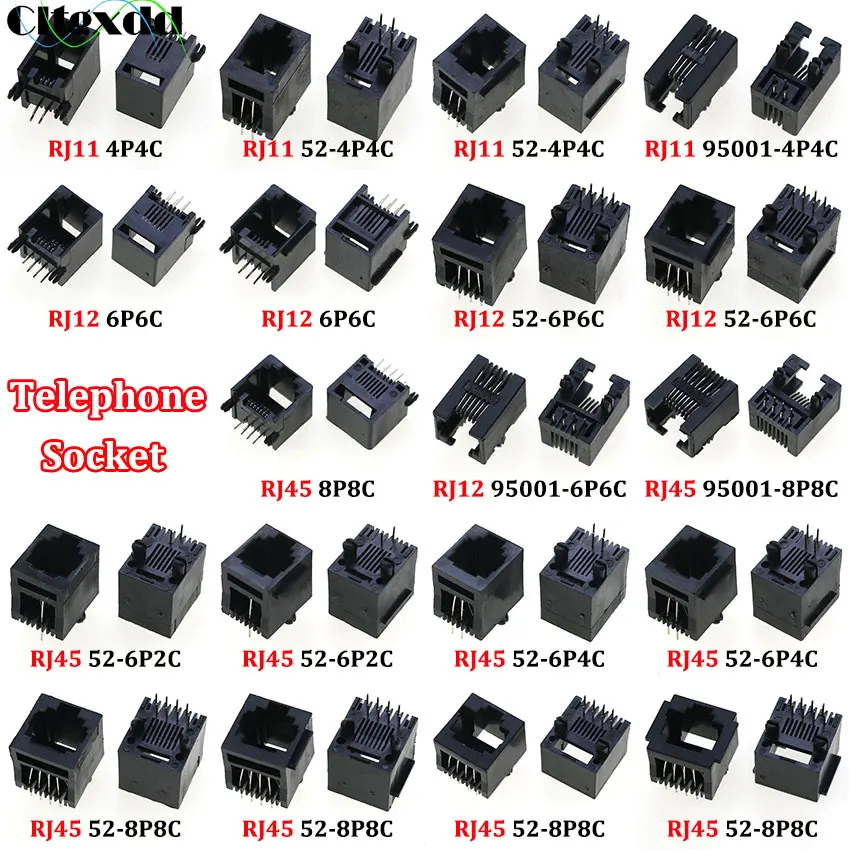 Conector de red PCB para ordenador, conector hembra de teléfono, 1 ...