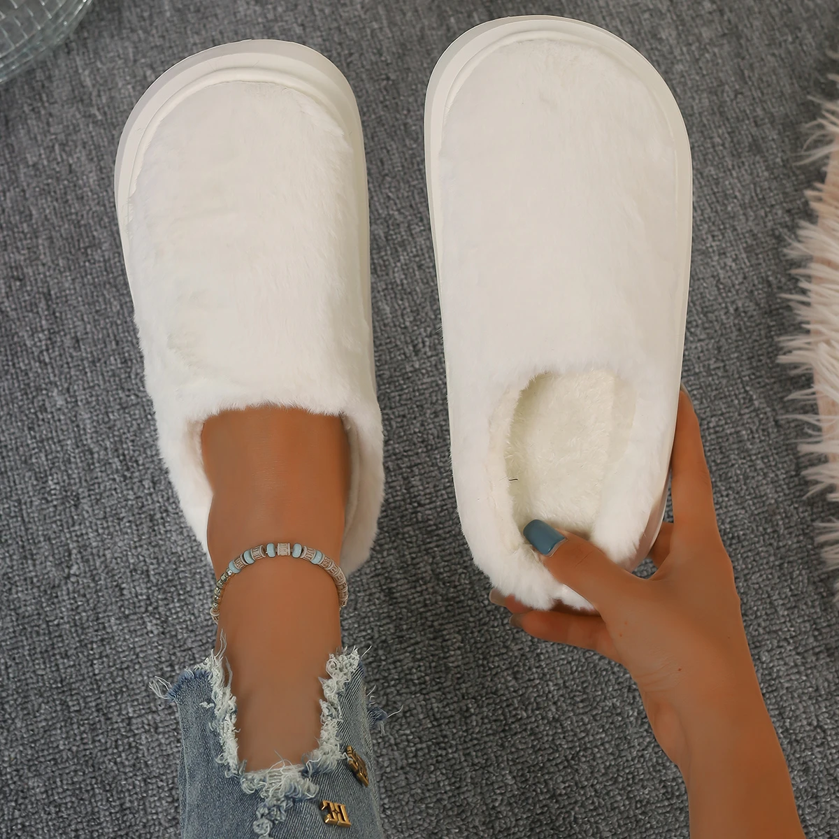 Women Indoor Home Warm Slippers Ladies Winter New Soft Plush Slipper ...
