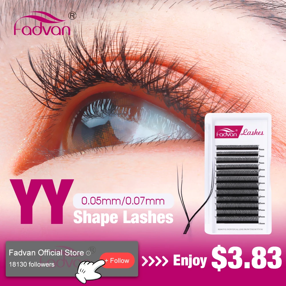 Fadvan Yy Shape Lashes 0.05/0.07 Faux Mink C/d 8-15 Mm Black/brown ...
