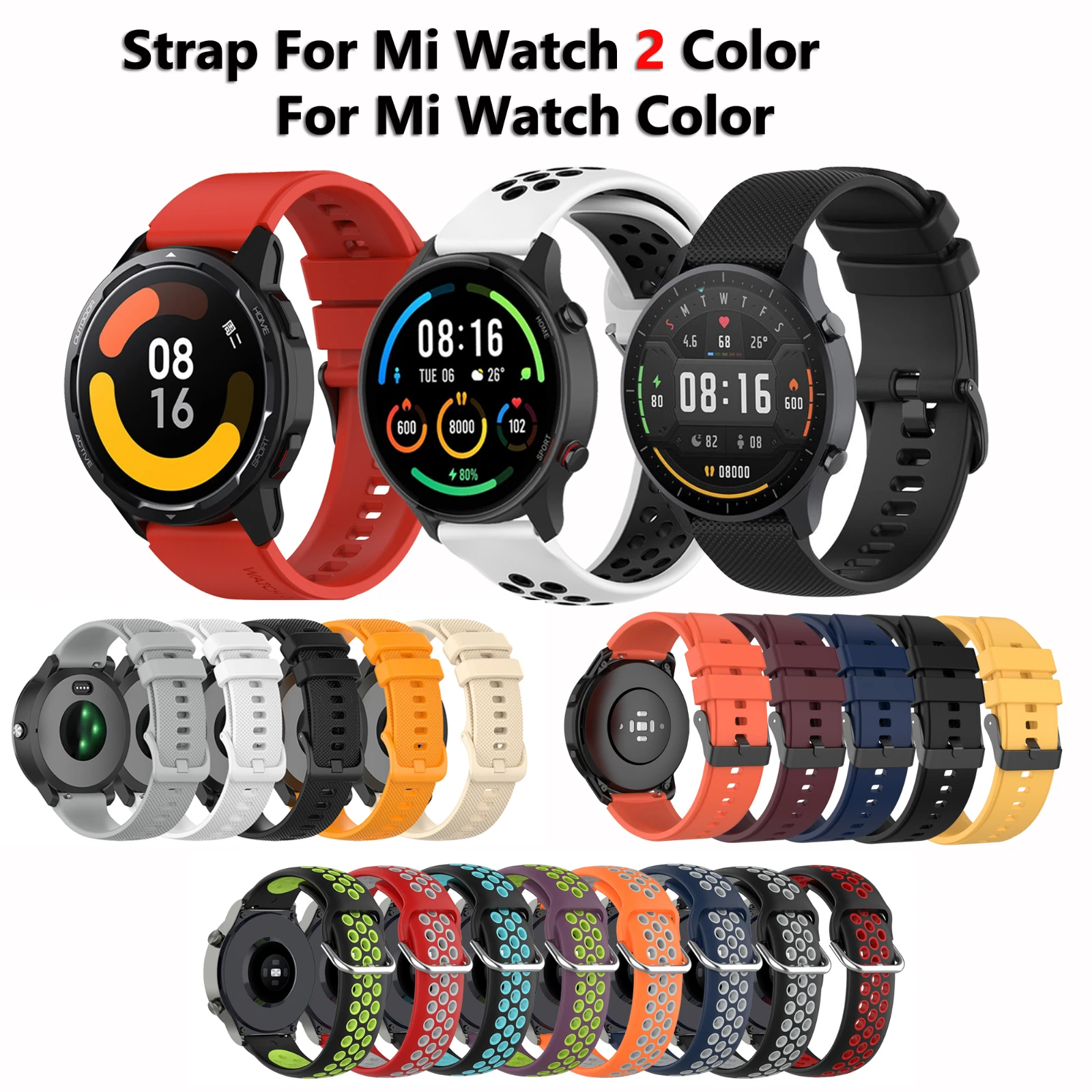 22mm-Silicone-Watch-Band-Strap-for-Xiaomi-Mi-Watch-Color-2-Replacement ...