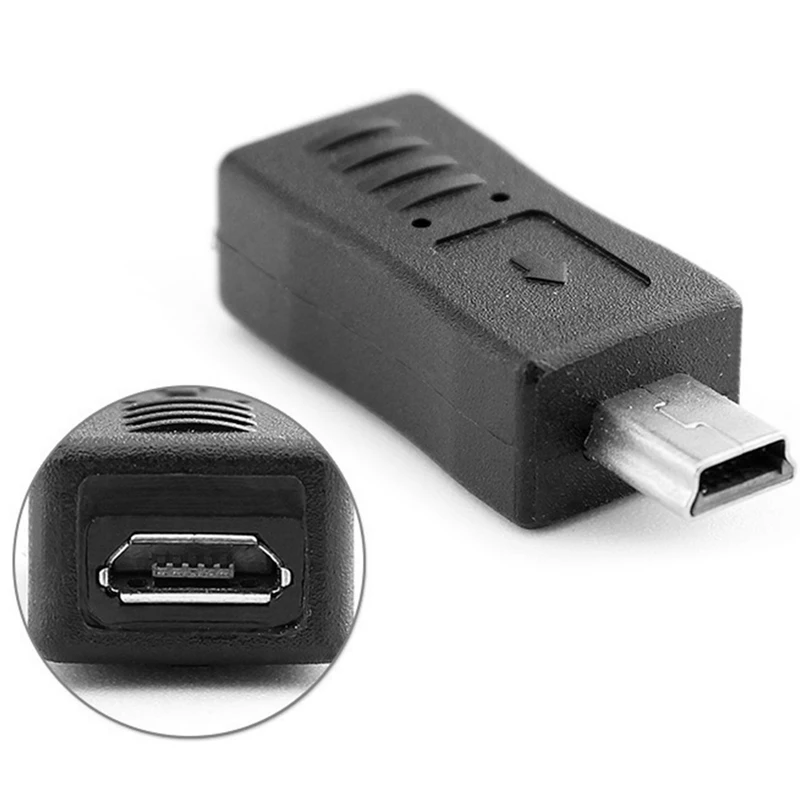 Micro USB Female to Mini USB Male Adapter Charger Adaptor Converter Black