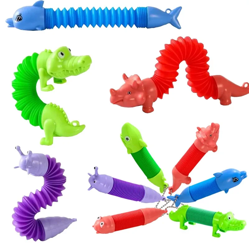 Stretch-Pop-Tubes-para-crian-as-Fidget-Spring-Toys-DIY-Shark-Pipes ...