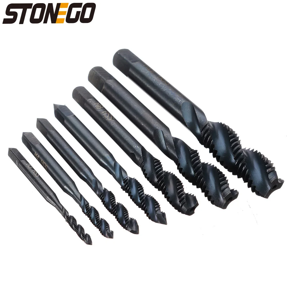 STONEGO 5/7PCS HSS 6542 Nitriding Coated Spiral Point Thread Metric Drill Bit Set, Spiral Thread ...