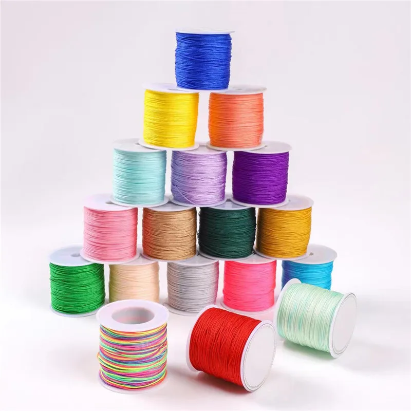 50M/Roll 0.8mm Nylon Thread Cord Chinese Knot Macrame Cord Bracelets ...