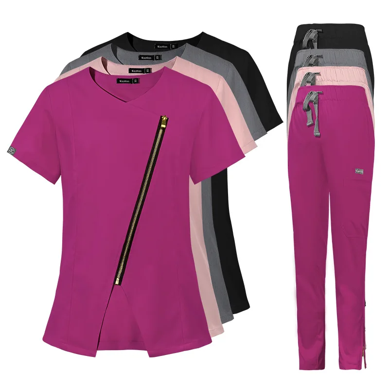 Women-Summer-Short-sleeved-Scrub-Set-Surgical-Uniforms-Doctor-Nurse-SPA ...