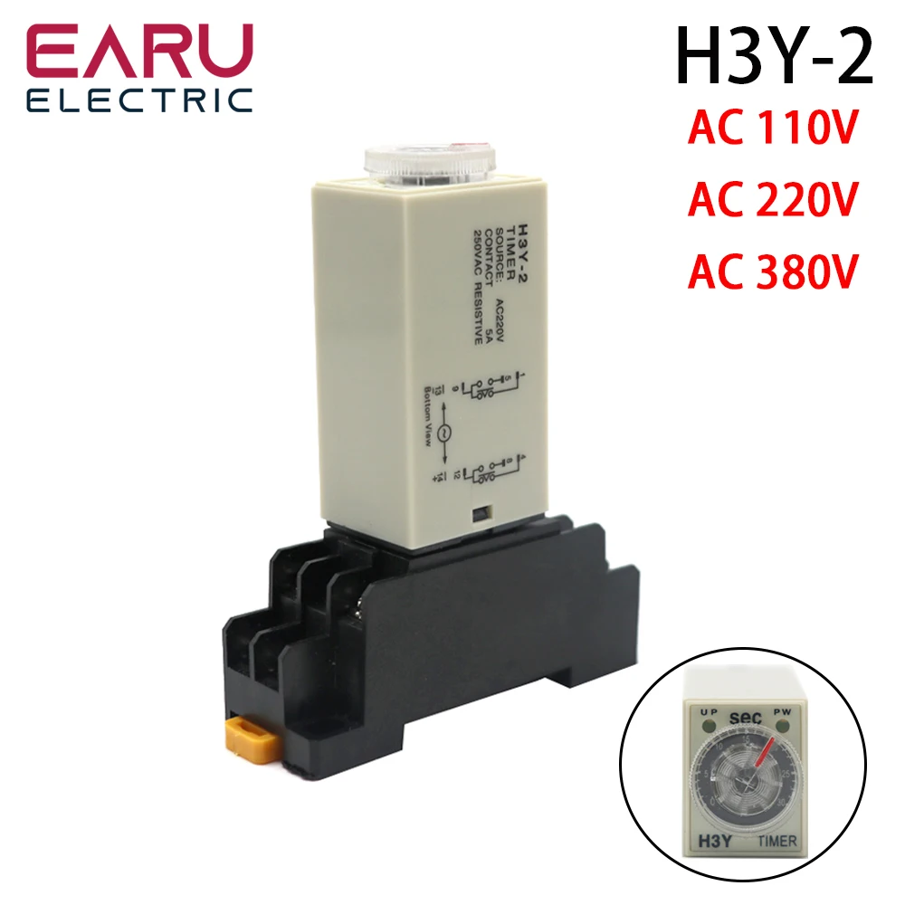 Delay-Timer-H3Y-2-AC110V-AC220V-AC380V-With-Base-Socket-Power-on-Delay ...