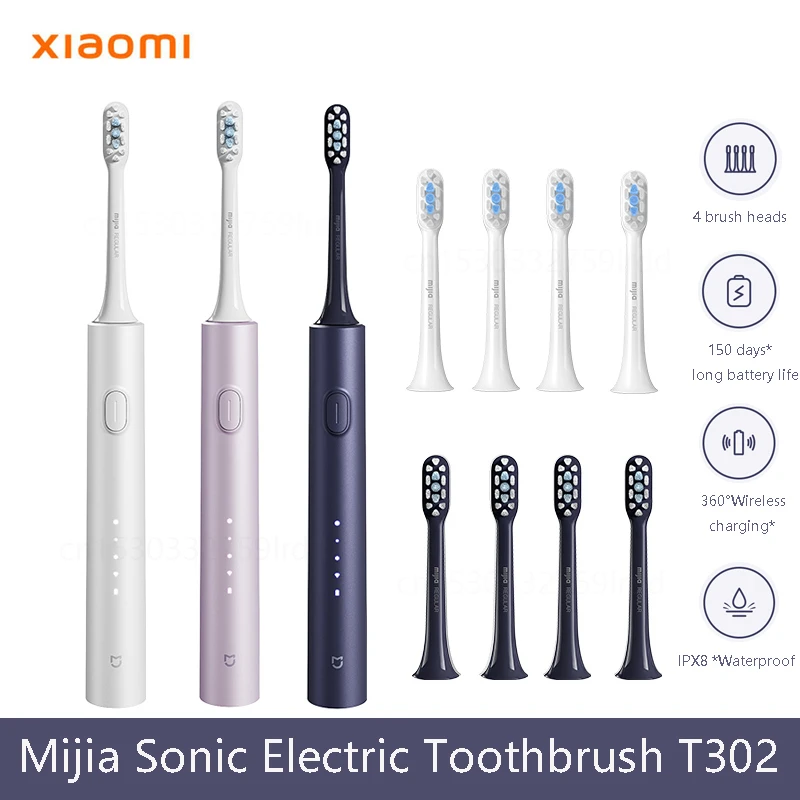 Xiaomi Mijia Sonic Electric Toothbrush T302 3colors 4 Brush Heads Ipx8 Water Proof 360° Wireless ...