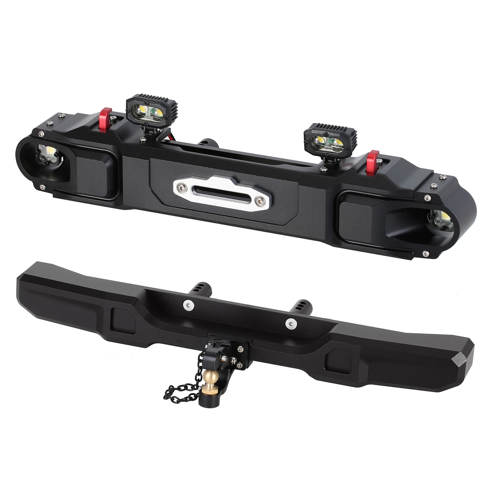 2PCS Metal Front Rear Bumper with Tow Hook for 1/6 RC Crawler Axial ...