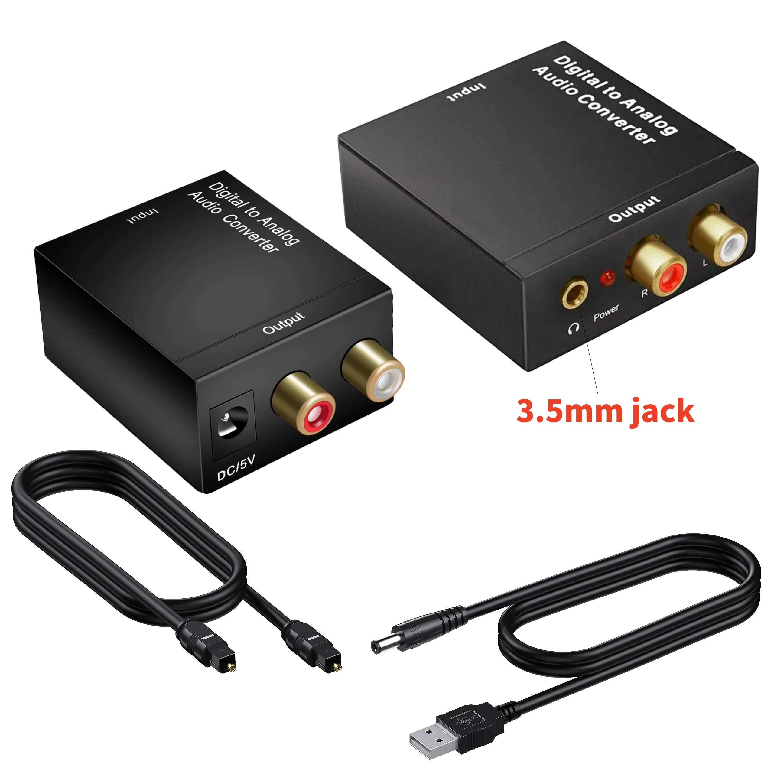 Digital to Analog Audio Converter DAC Toslink Optical Coaxial SPDIF ...