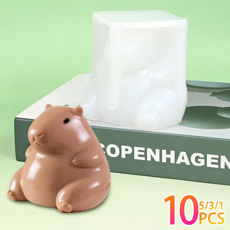 1-10PCS 3D Capybara Custard Mold Silicone Mold Pudding Cake Baking DIY ...